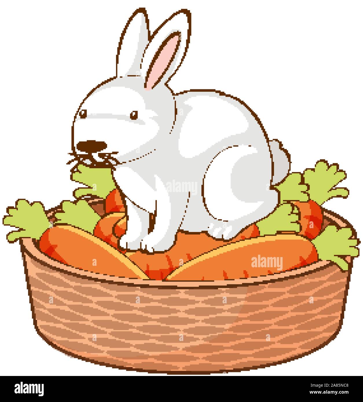 White rabbit and carrots on white background illustration Stock Vector ...