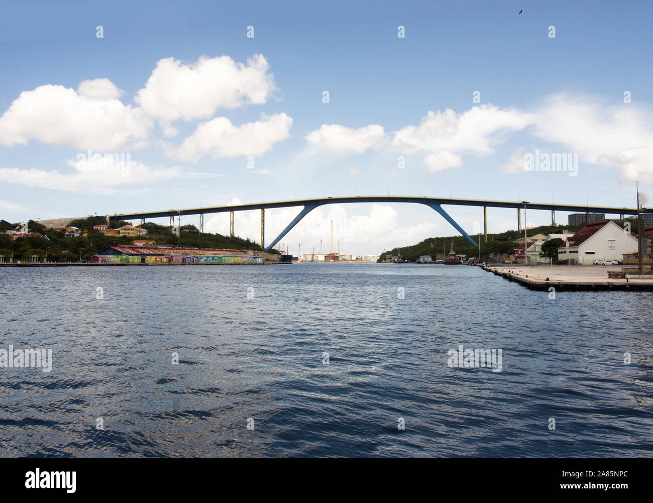 Queen Juliana Bridge is a four lane road bridge across St. Anna Bay in ...