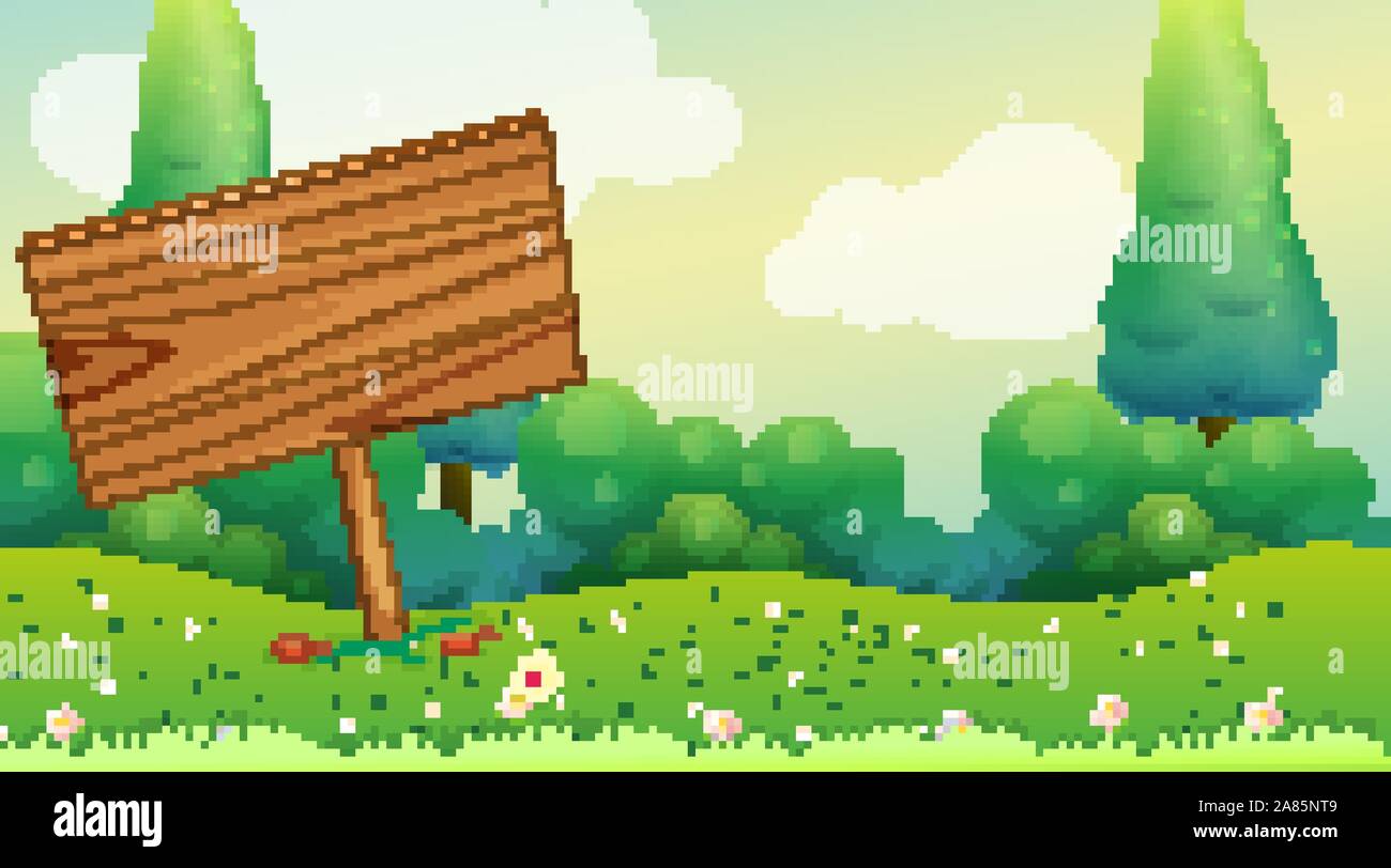 Wooden sign in the garden illustration Stock Vector Image & Art - Alamy