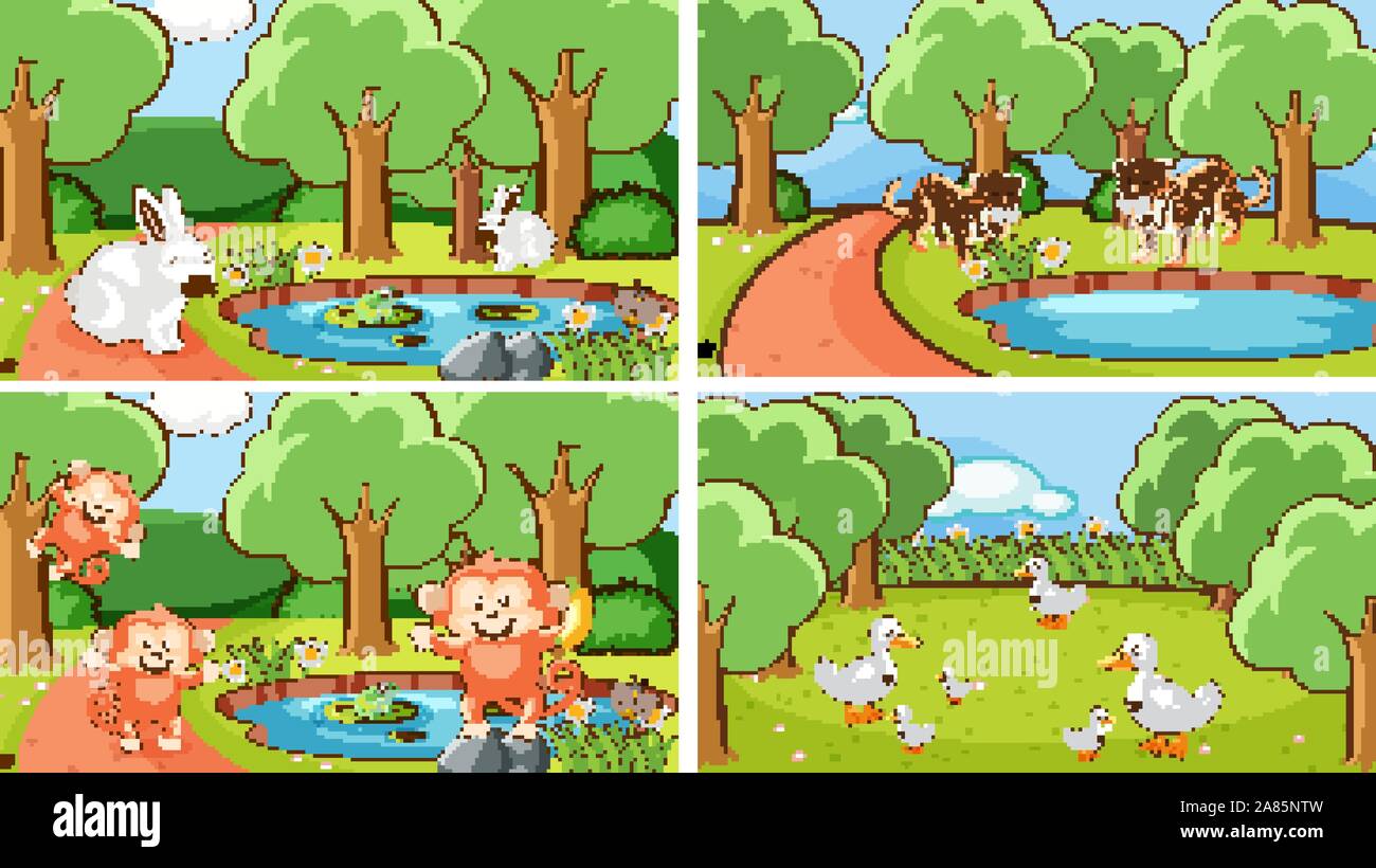 Background scenes of animals in the wild illustration Stock Vector ...