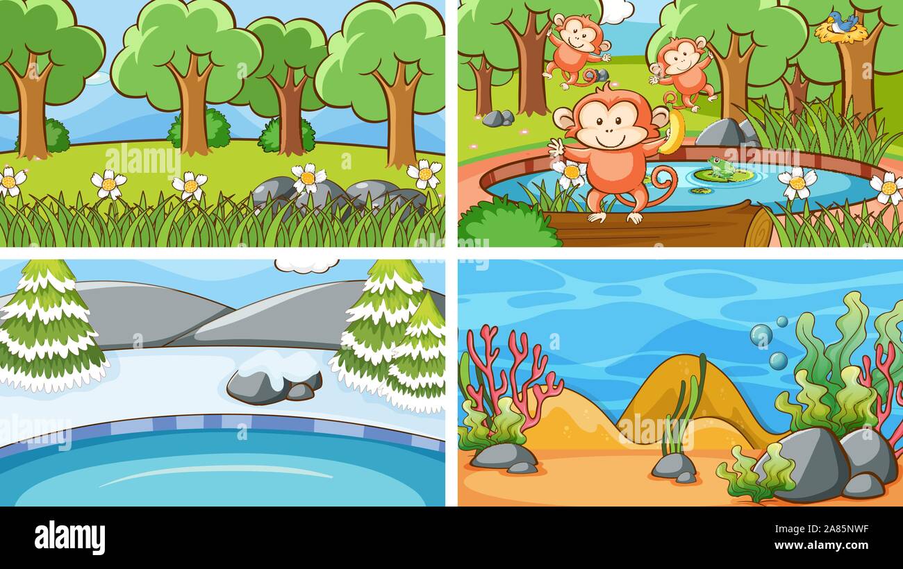 Background scenes of animals in the wild illustration Stock Vector ...