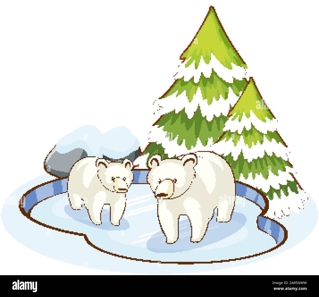 Scene with two polar bears on ice illustration Stock Vector Image & Art ...