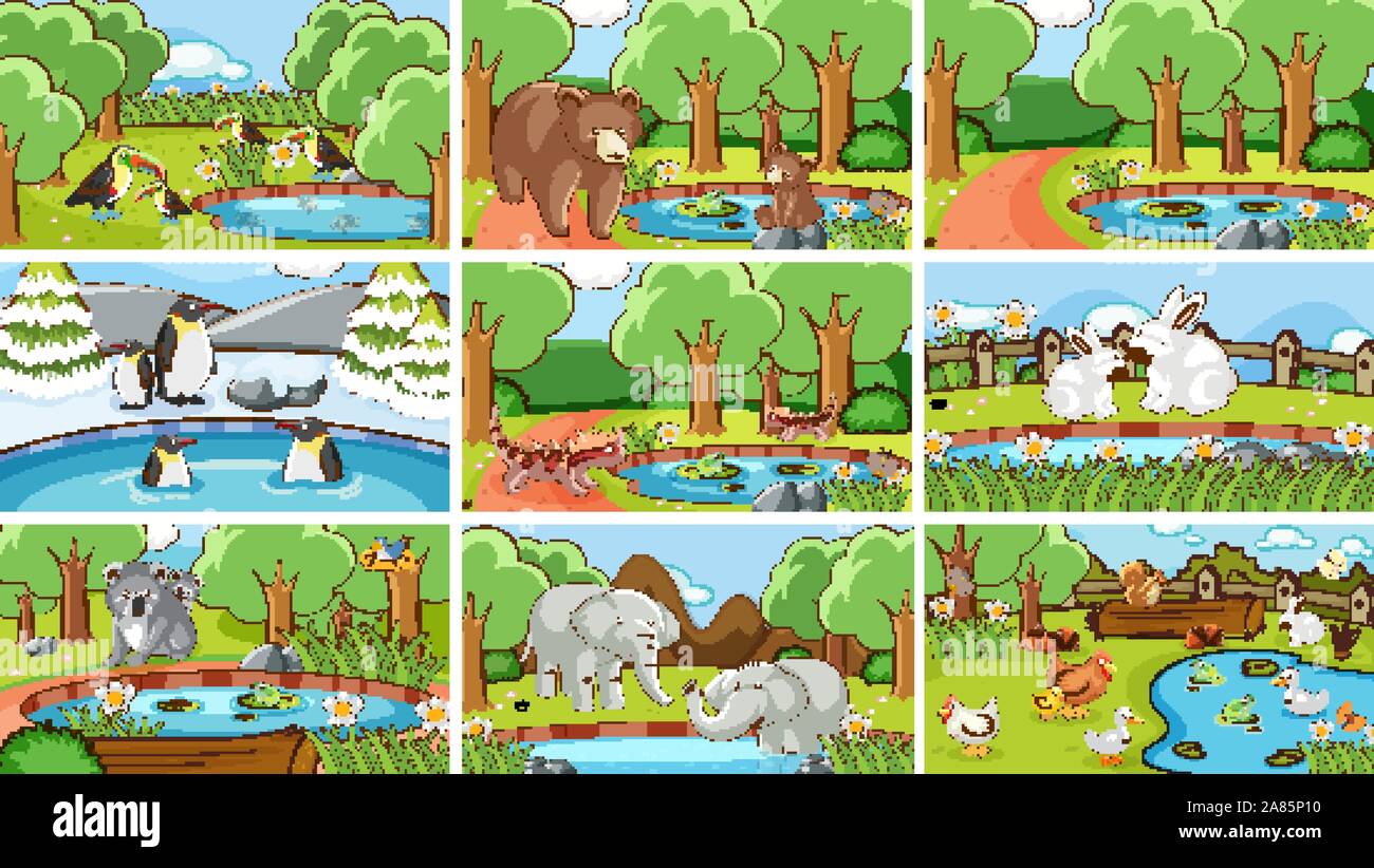 Background scenes of animals in the wild illustration Stock Vector ...