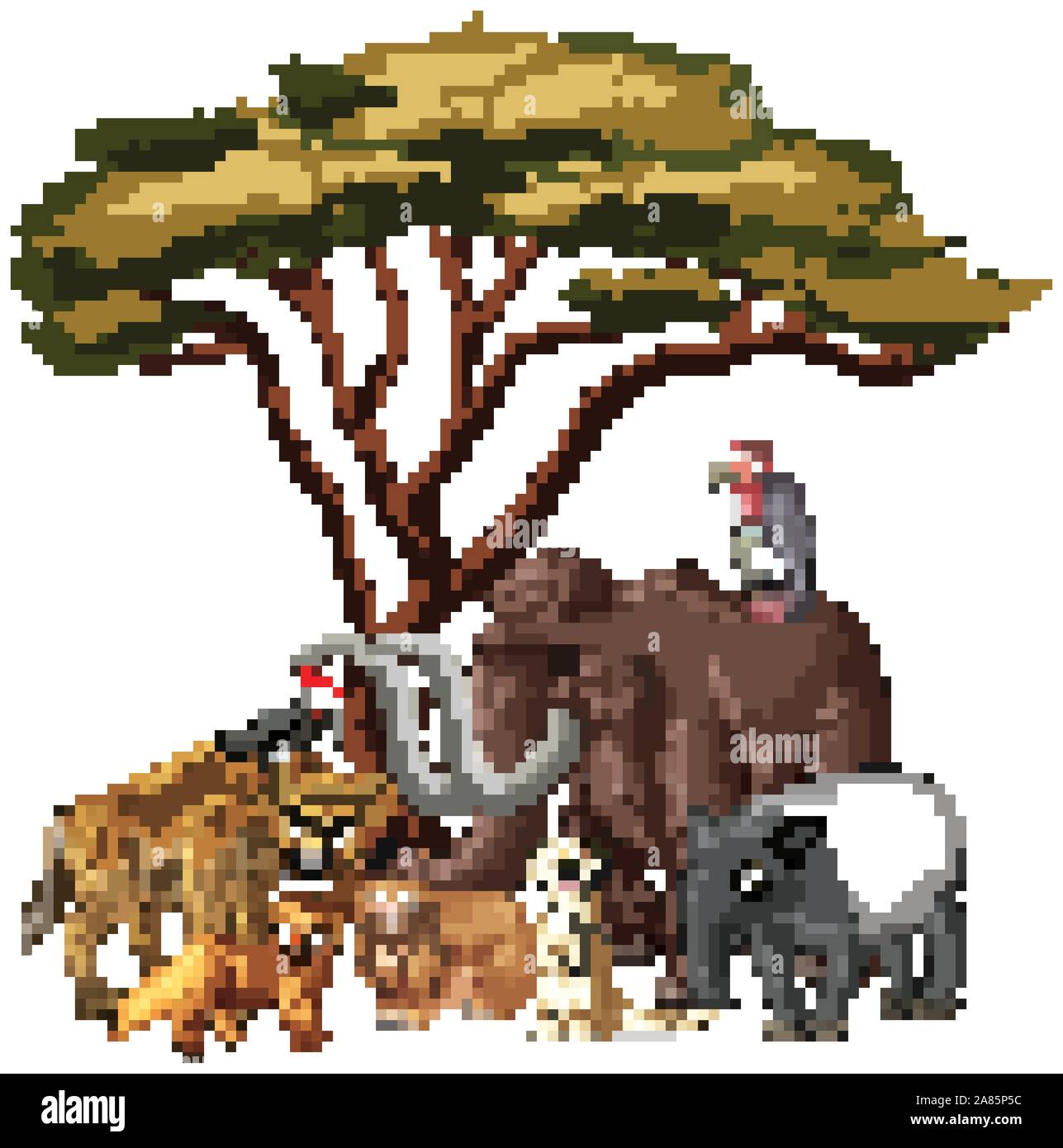 Isolated picture of wild animals under the tree illustration Stock ...