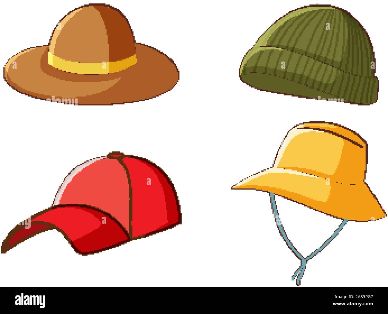 Isolated set of hats on white background illustration Stock Vector ...