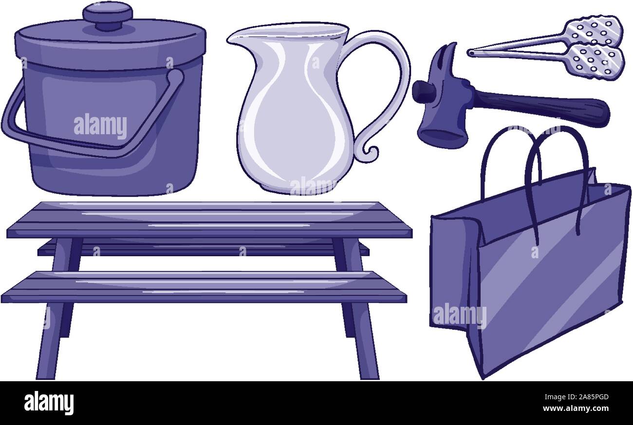 Isolated household items in purple illustration Stock Vector Image ...