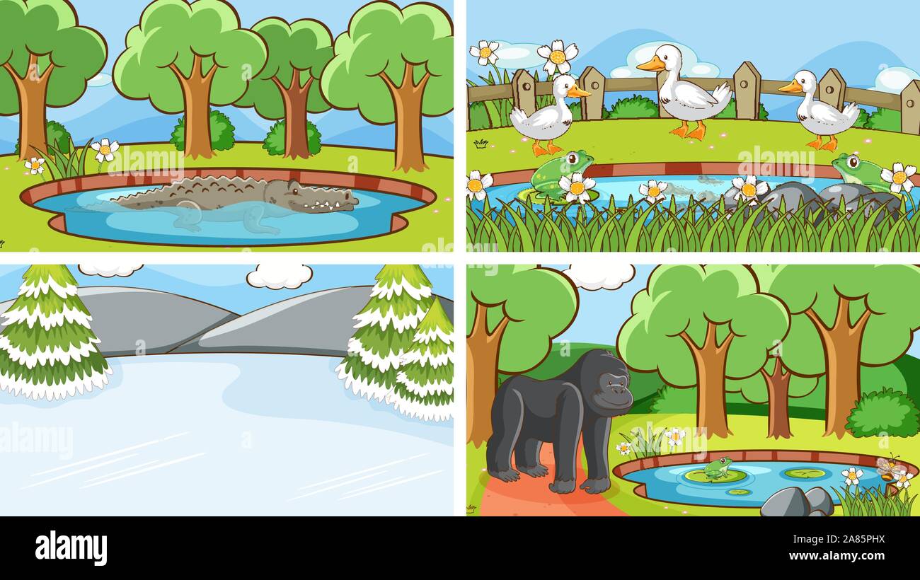 Background scenes of animals in the wild illustration Stock Vector ...