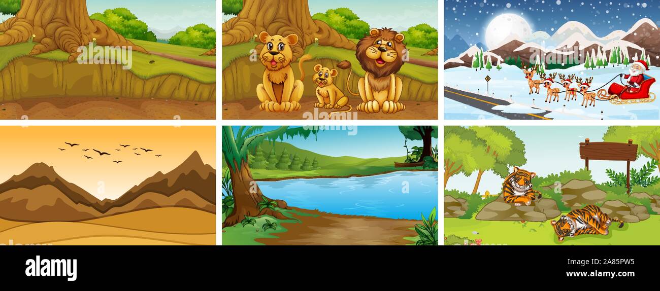 Different scenes of nature illustration Stock Vector Image & Art - Alamy