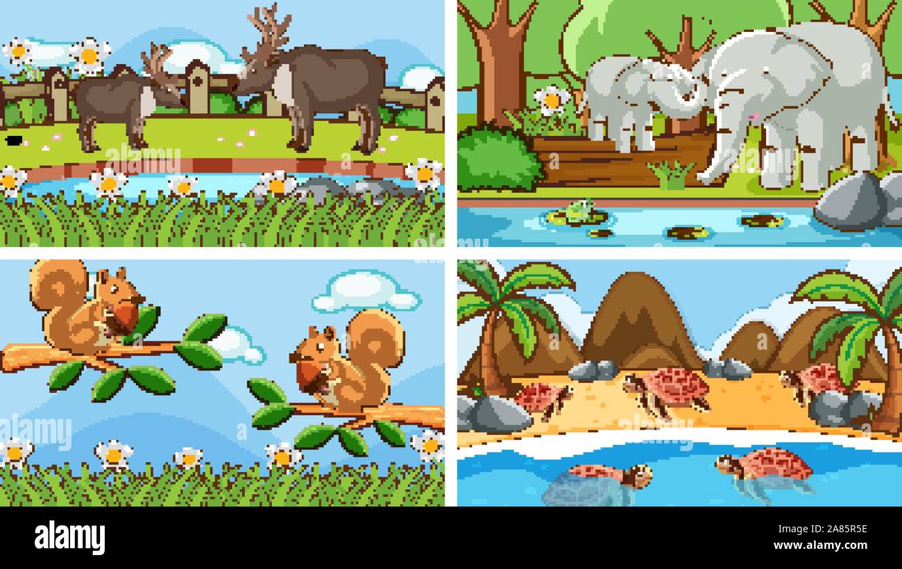 Background scenes of animals in the wild illustration Stock Vector ...