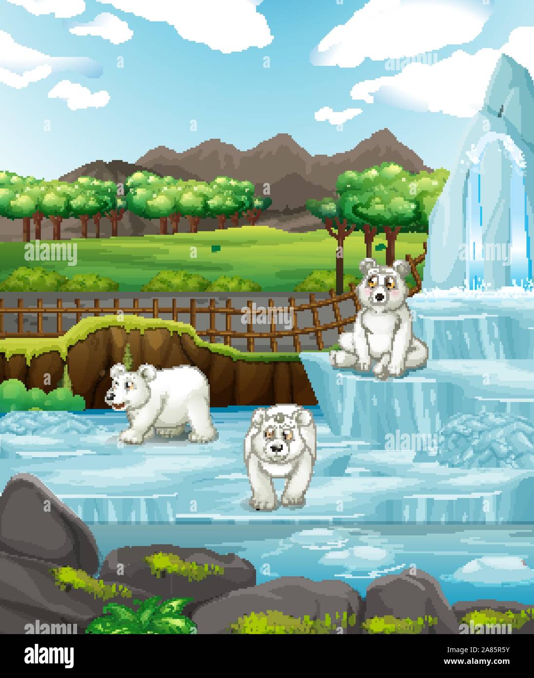 Scene with polar bears on ice illustration Stock Vector Image & Art - Alamy