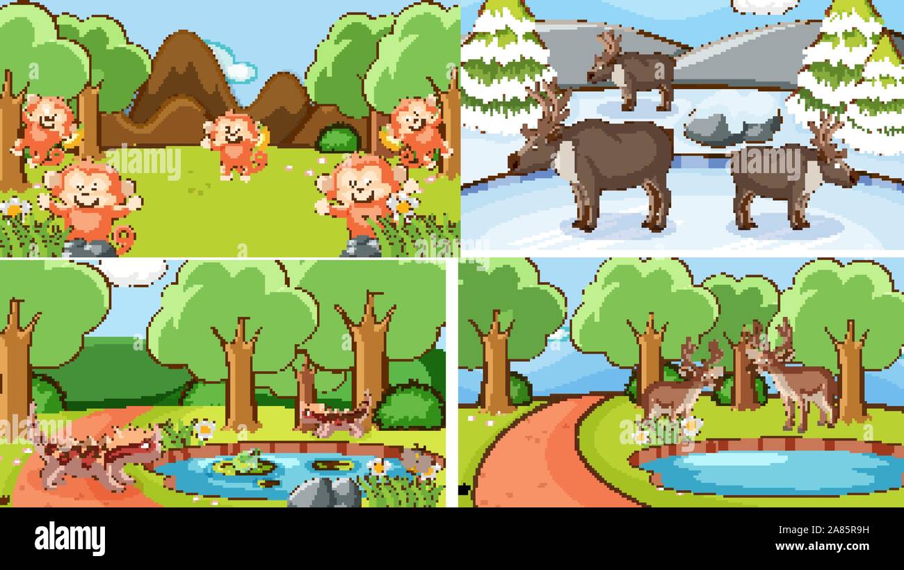 Background scenes of animals in the wild illustration Stock Vector ...
