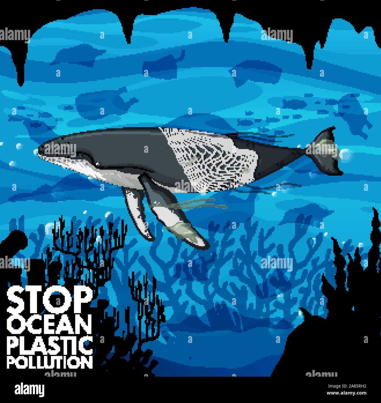 Poster design with whale and plastic bags illustration Stock Vector ...