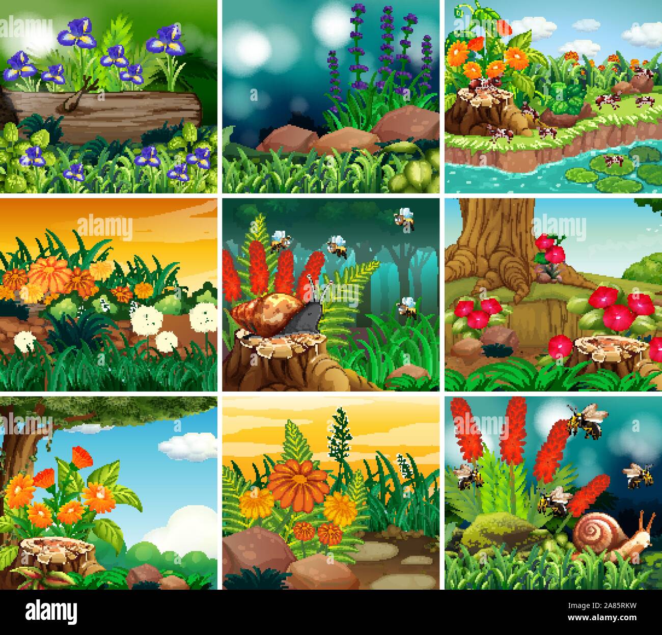 Pretty river scene Stock Vector Images - Alamy