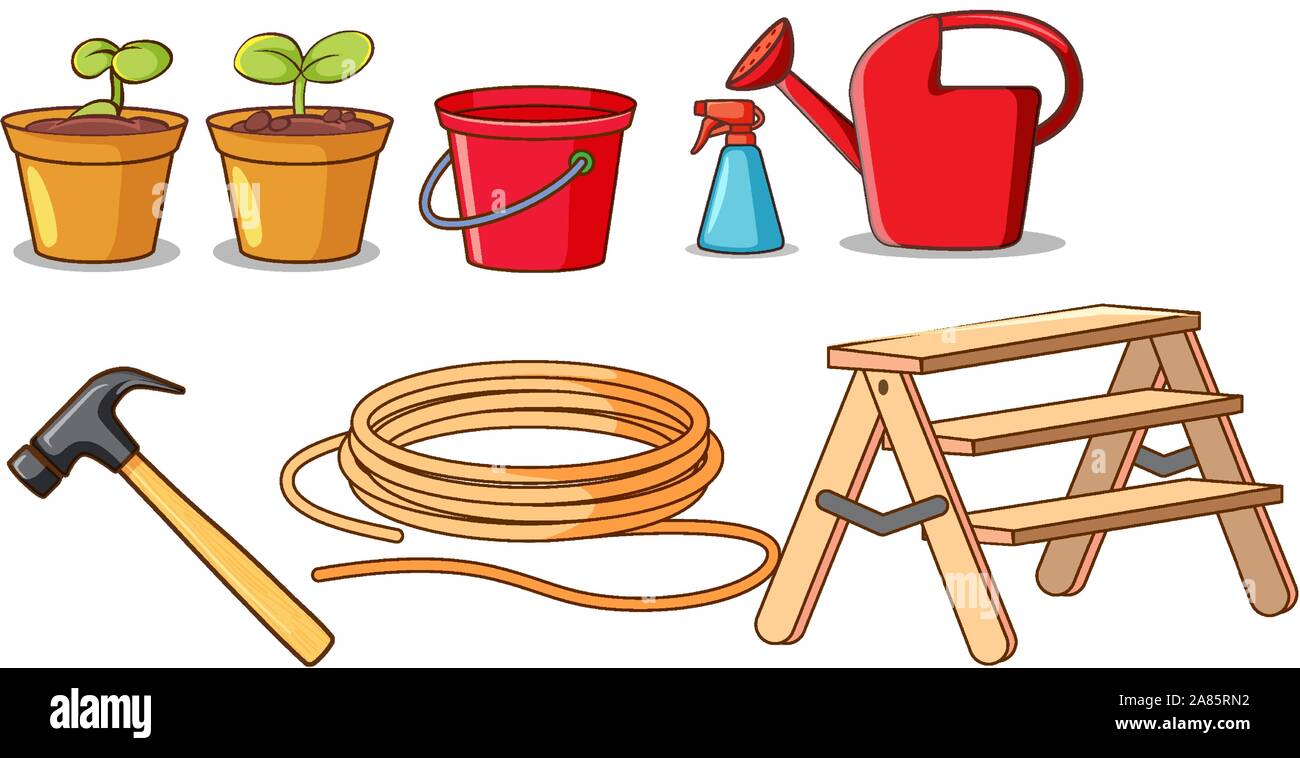 Gardening tools clipart set Stock Vector Images - Alamy