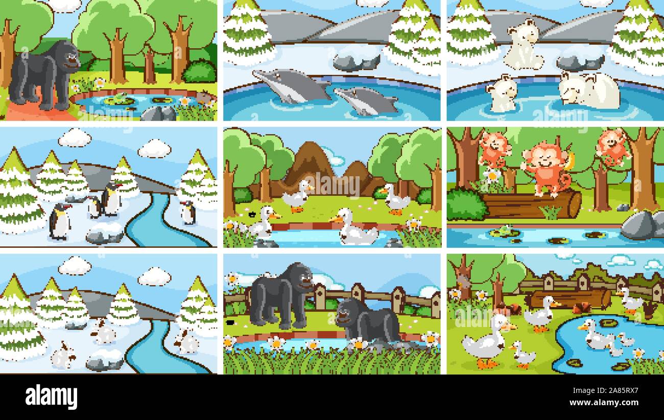 Background scenes of animals in the wild illustration Stock Vector ...
