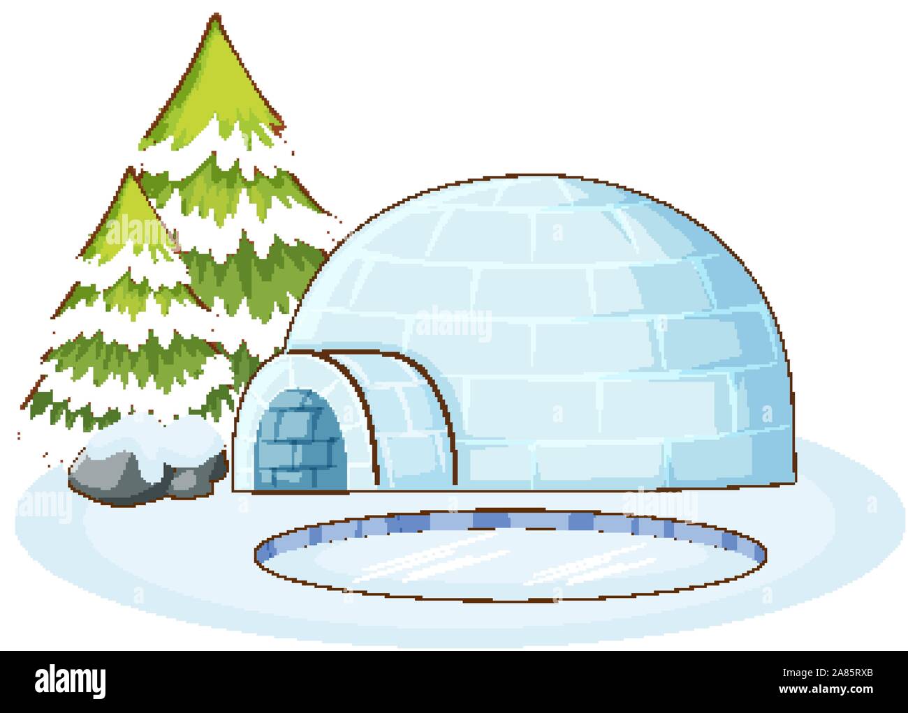 Winter scene with igloo illustration Stock Vector Image & Art - Alamy