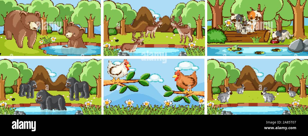 Background scenes of animals in the wild illustration Stock Vector ...