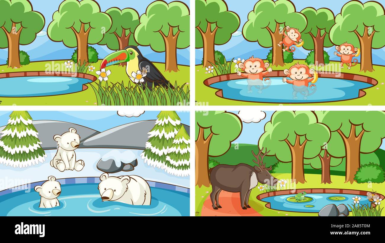 Background scenes of animals in the wild illustration Stock Vector ...