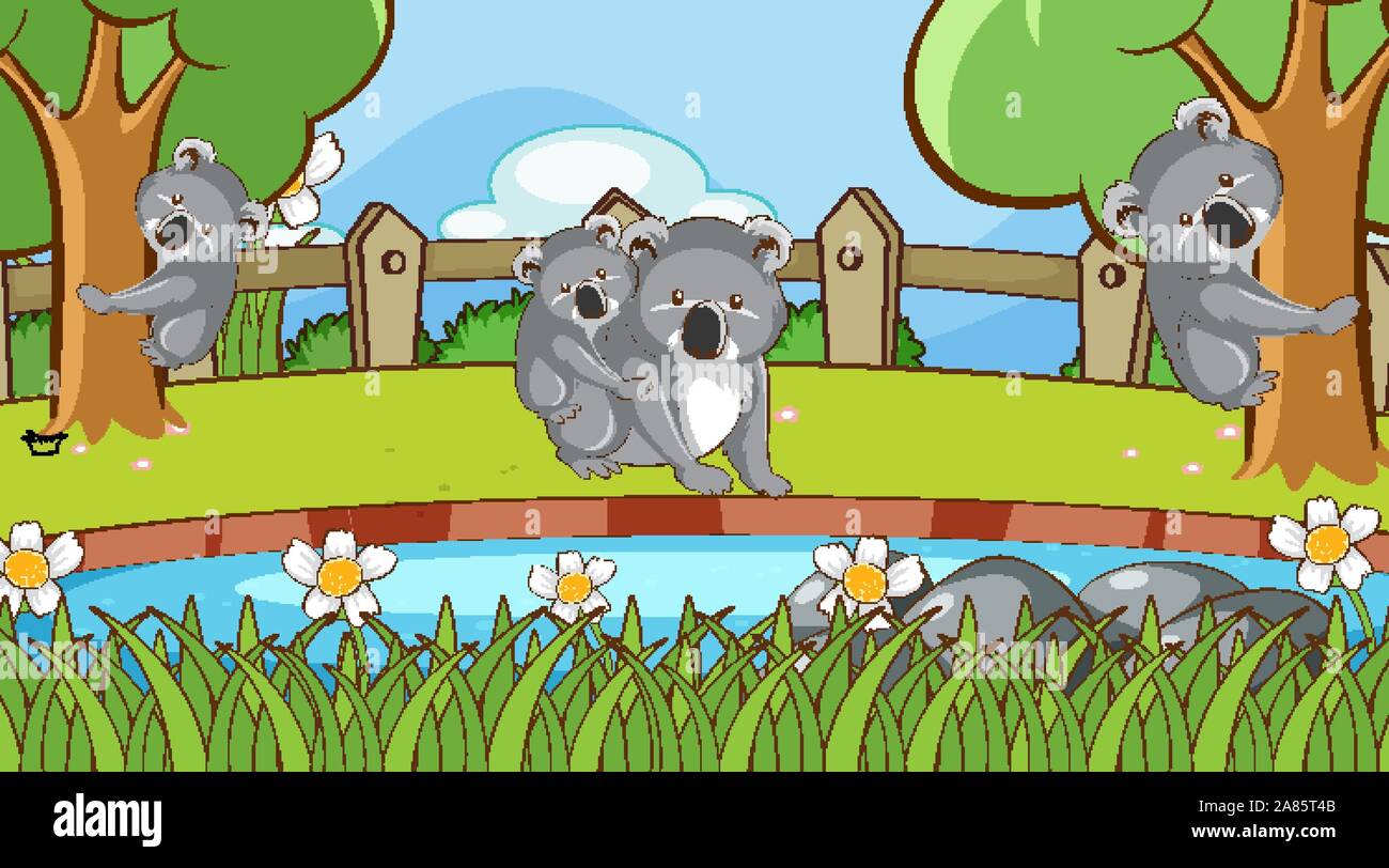 Scene with koala in the park illustration Stock Vector Image & Art - Alamy