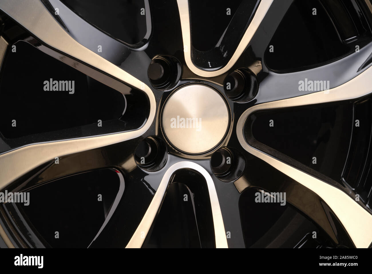 car alloy wheel close-up of the disc element, curves smooth lines of ...
