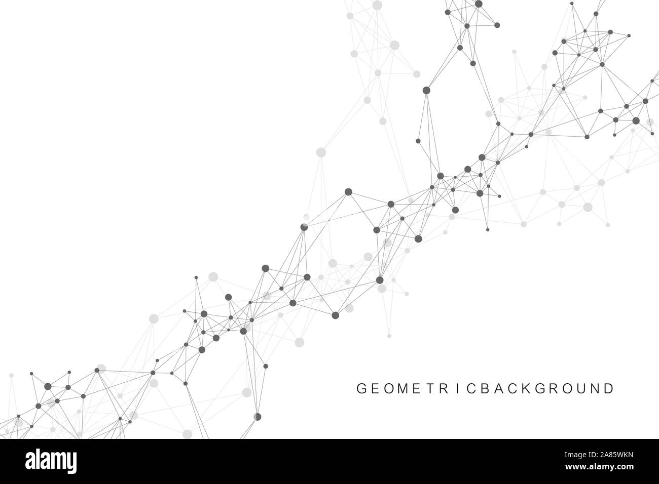 Geometric abstract background with connected line and dots. Network and ...