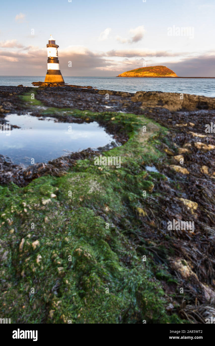 Golden hour pen mon lighthouse, portrait, wide angle Stock Photo - Alamy