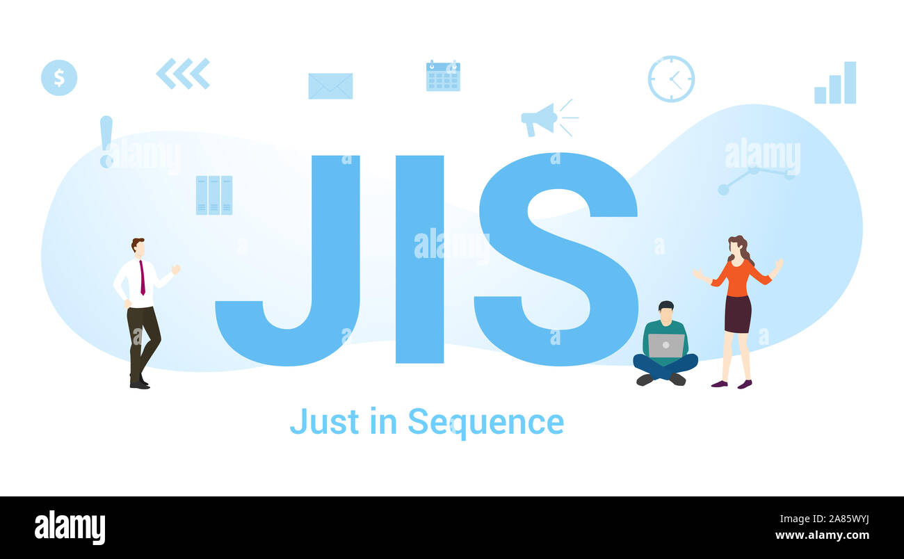 jis just in sequence concept with big word or text and team people with ...