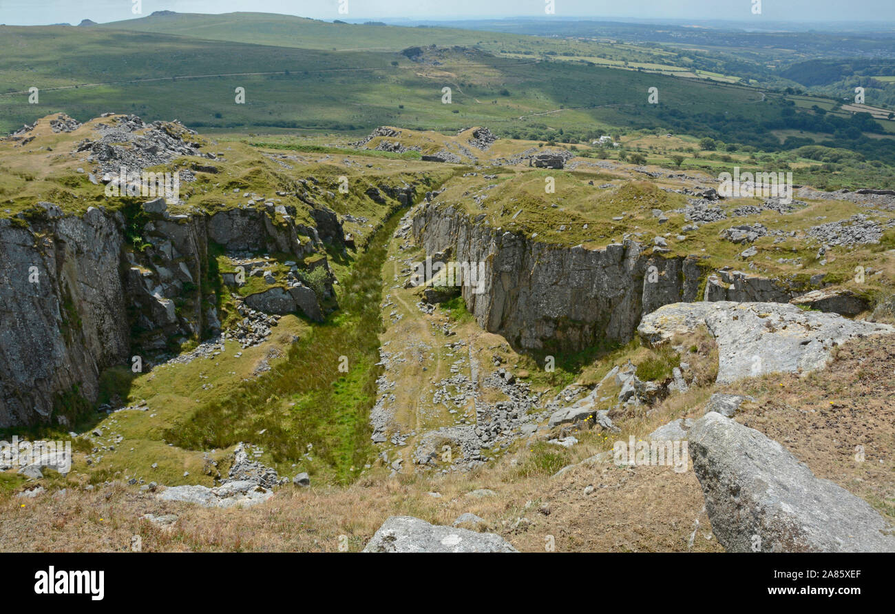 Disused granite quarry of Swelltor Quarry near Princetown on Dartmoor ...