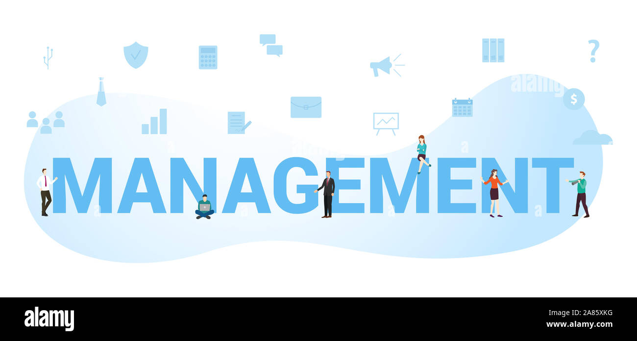 Management business concept with big word or text and team people with ...