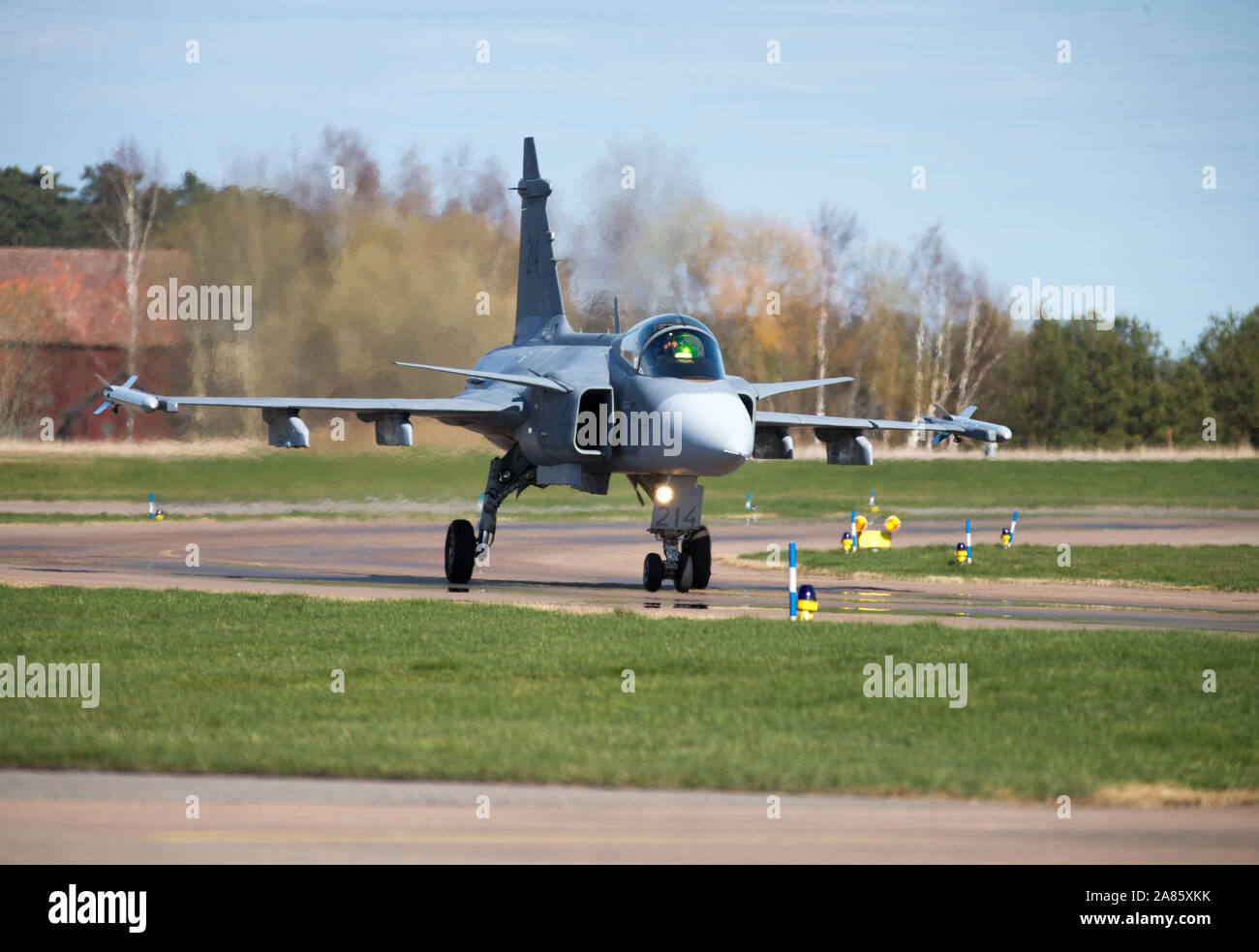 Flight show with Jas 39 Gripen at Linköping Airport. The Saab JAS 39 ...