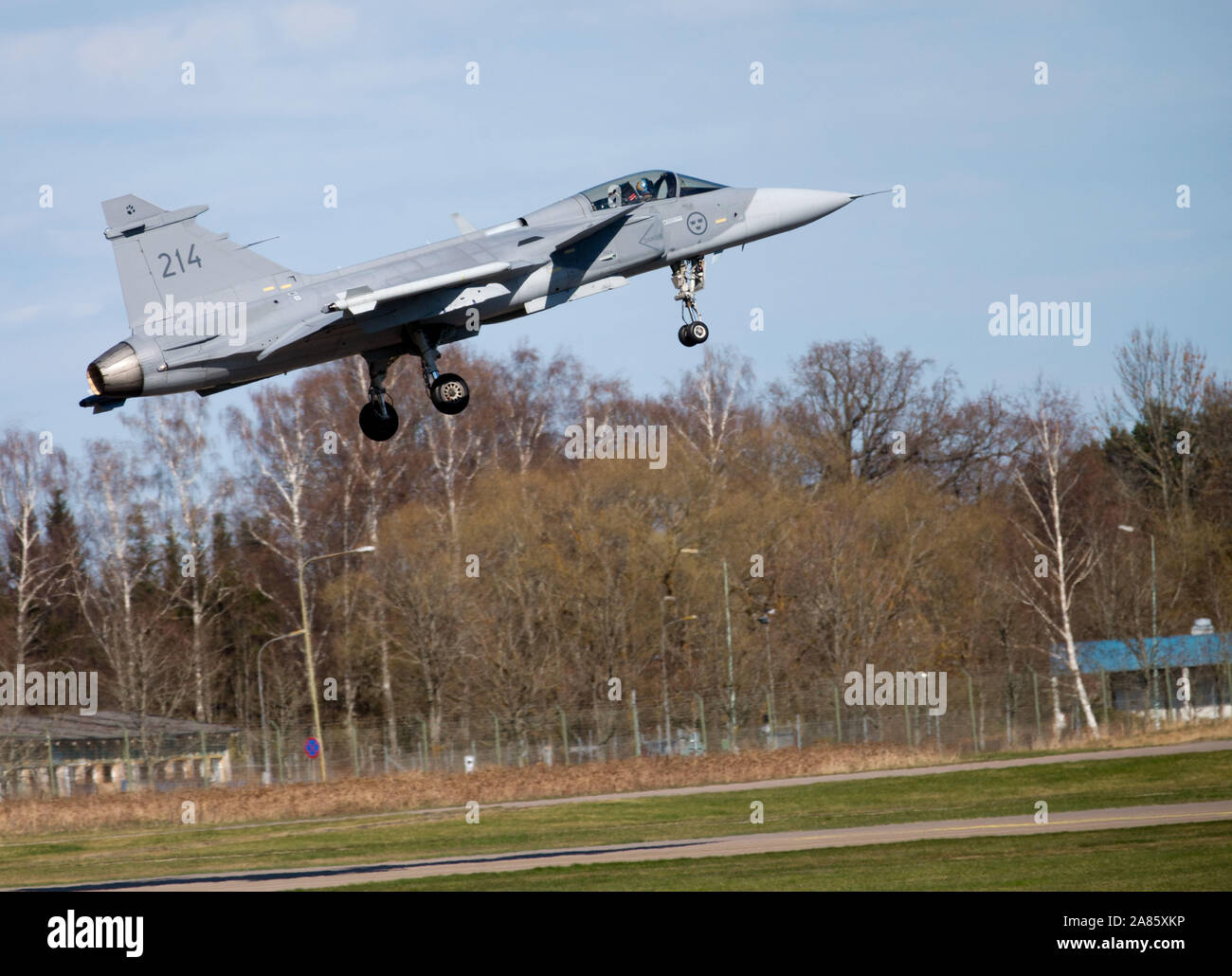 Flight show with Jas 39 Gripen at Linköping Airport. The Saab JAS 39 ...