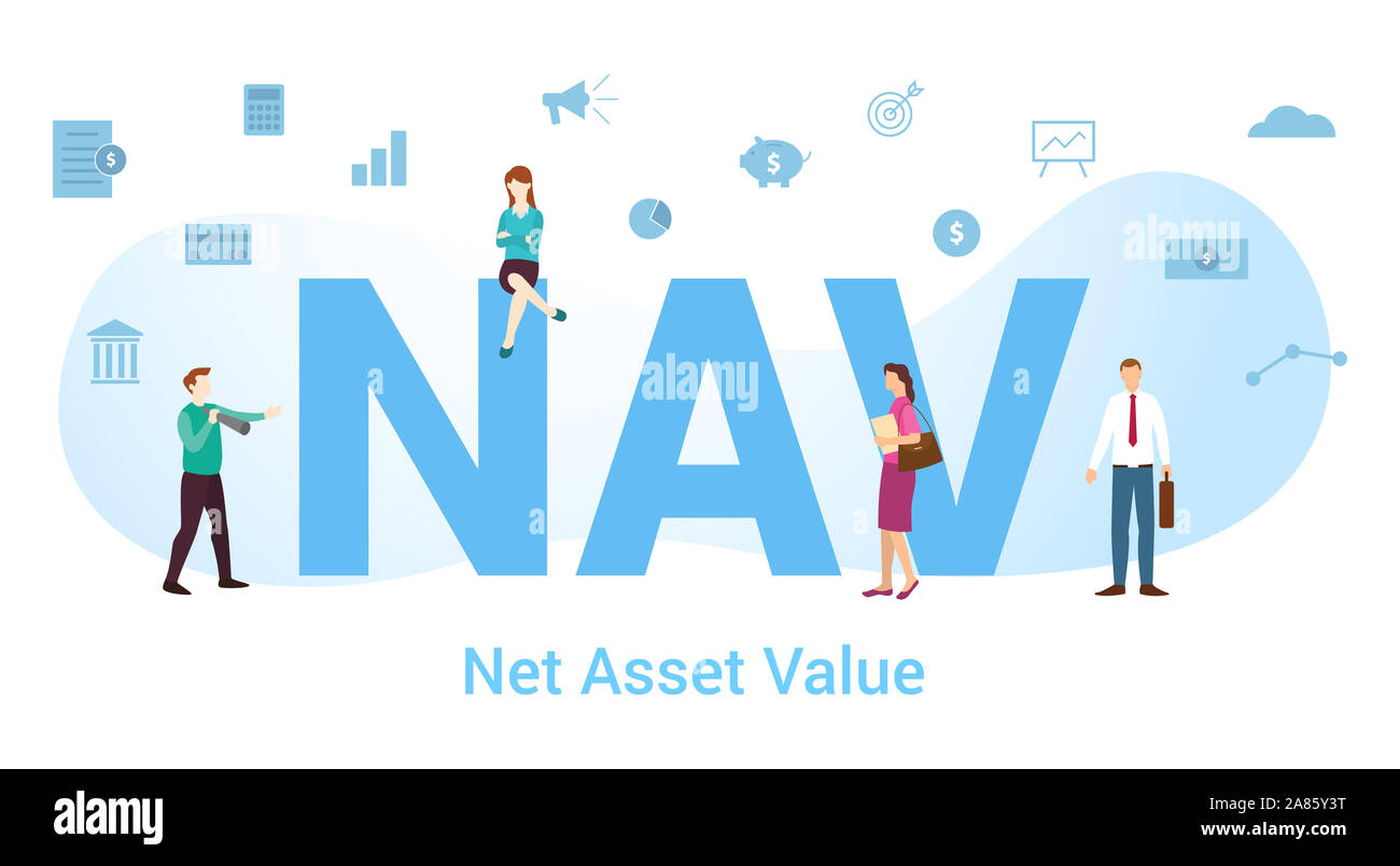 nav net asset value concept with big word or text and team people with ...