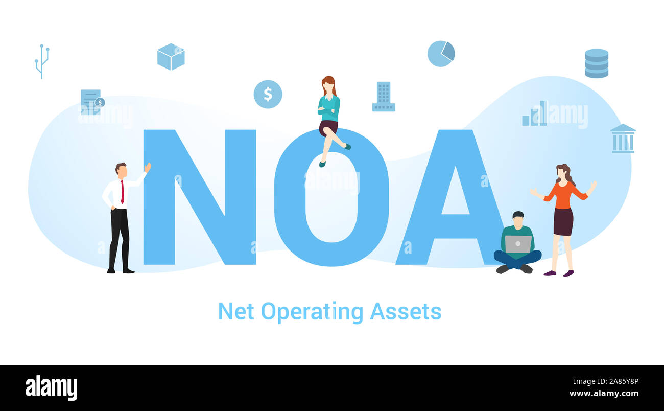 noa net operating asset concept with big word or text and team people ...