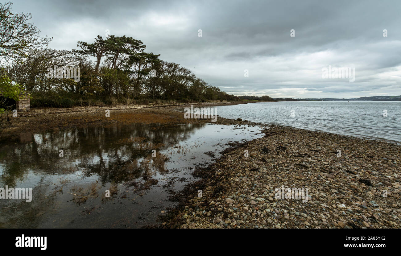 Autumn view across the Menai Strait, from Brynsiencyn on the Isle of ...