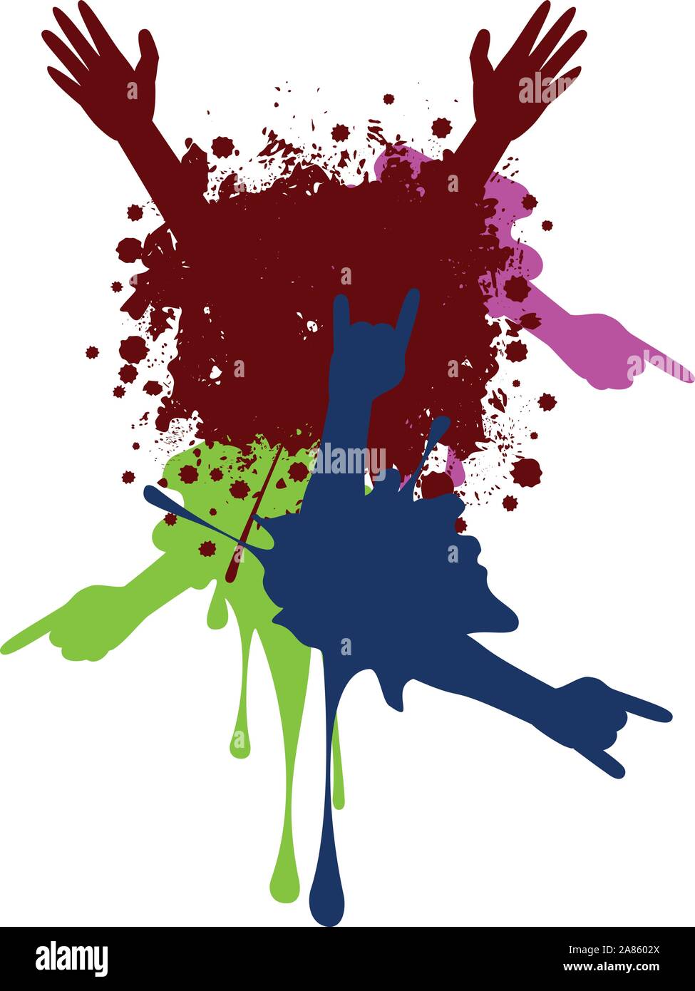 Cartoon human hands with various gestures, simple silhouette Stock ...