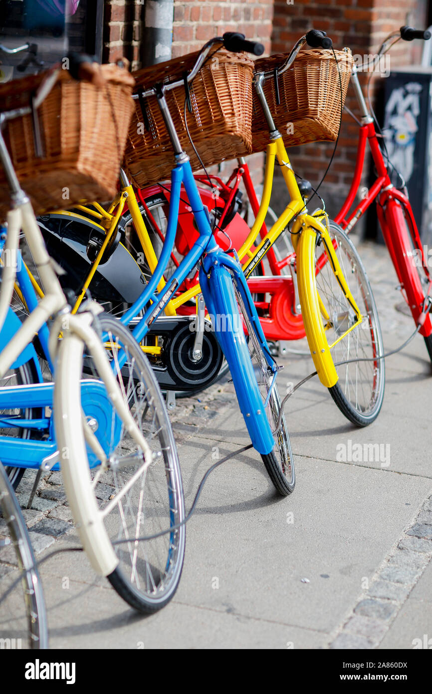 Colorful bikes, Copenhagen Stock Photo - Alamy
