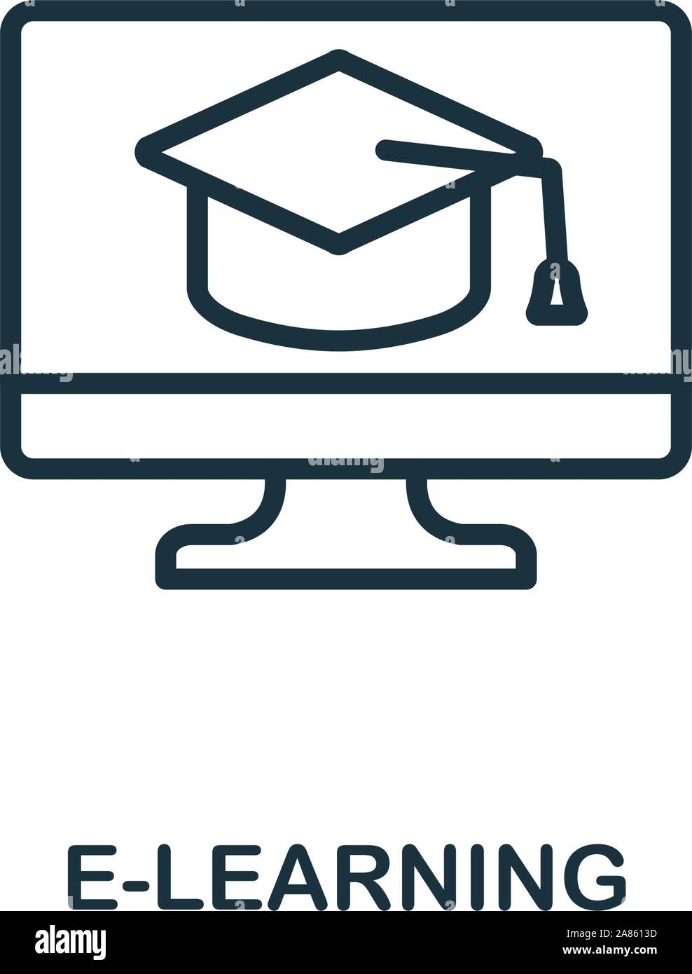 E-Learning icon outline style. Thin line creative E-Learning icon for ...