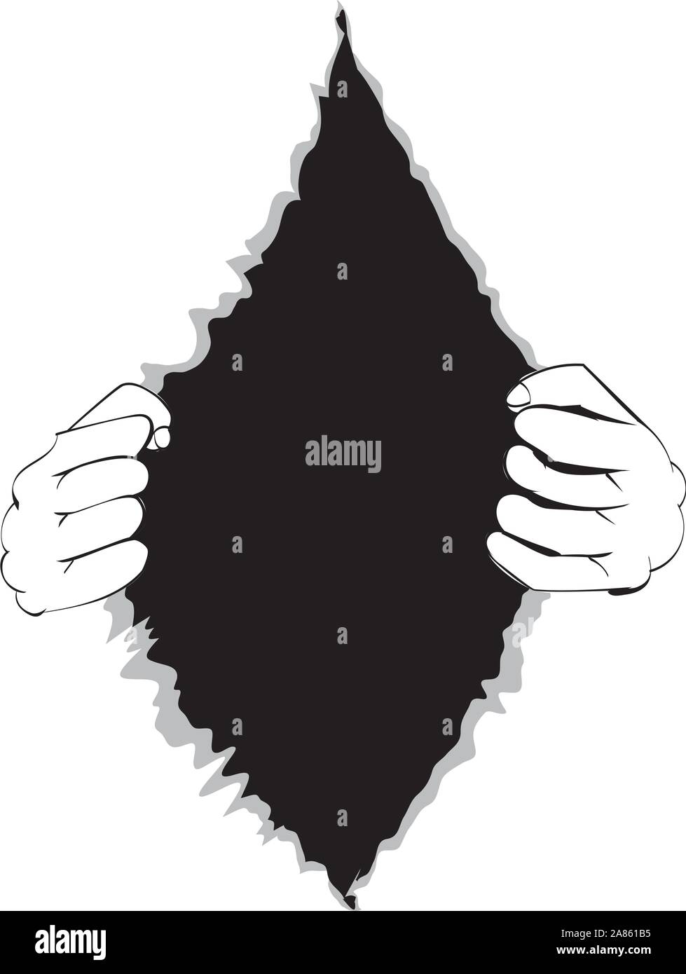 Human hands tearing surface, line art sketch style Stock Vector Image ...