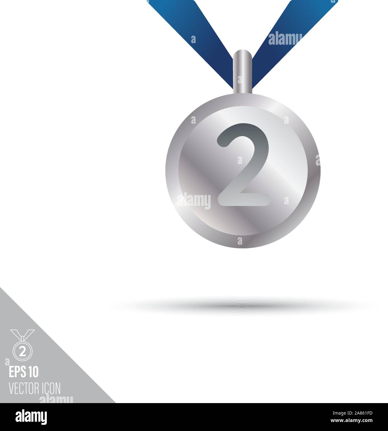Smooth style silver medal icon. Sports award vector illustration Stock ...