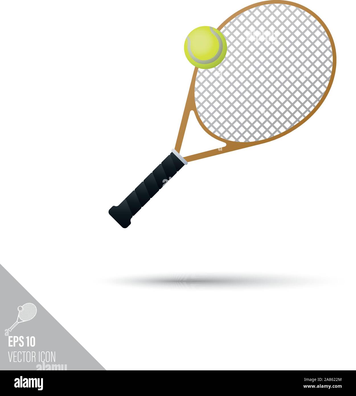 Smooth style tennis racket and ball icon. Water sports equipment vector ...