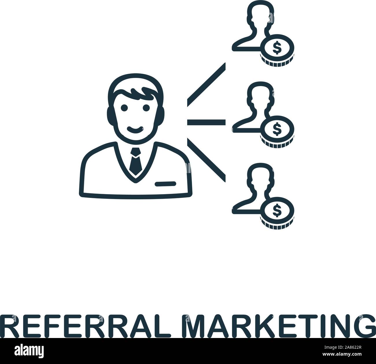 Referral Marketing icon outline style. Thin line creative Referral ...