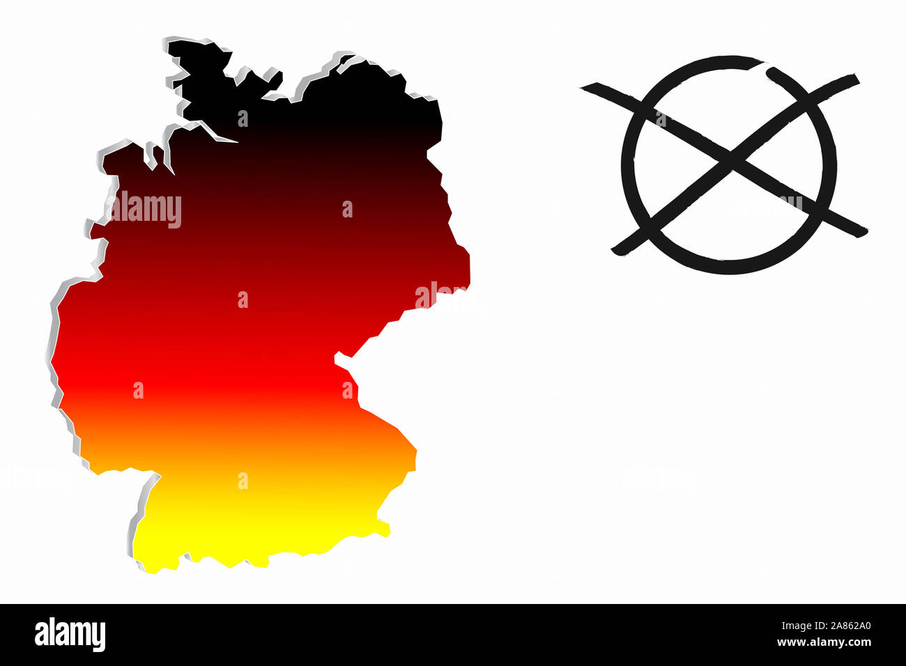 German Bundestag election with map of Germany and election cross ...