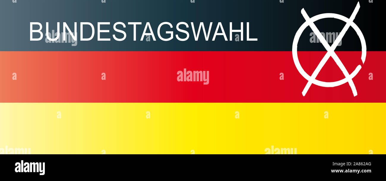 German Bundestag elections with German flag and election cross isolated ...