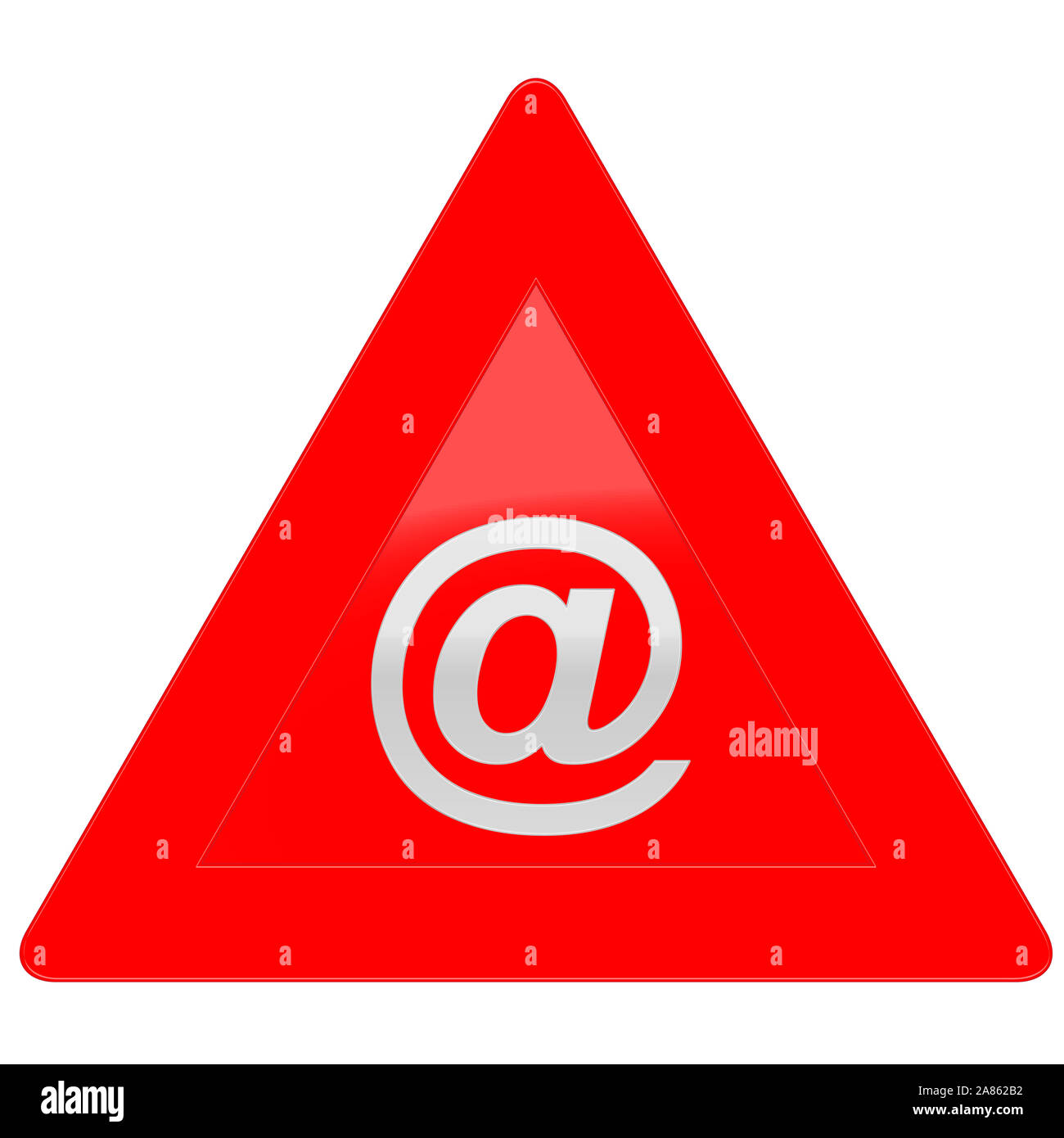 Warning triangle email privacy isolated on white Stock Photo - Alamy