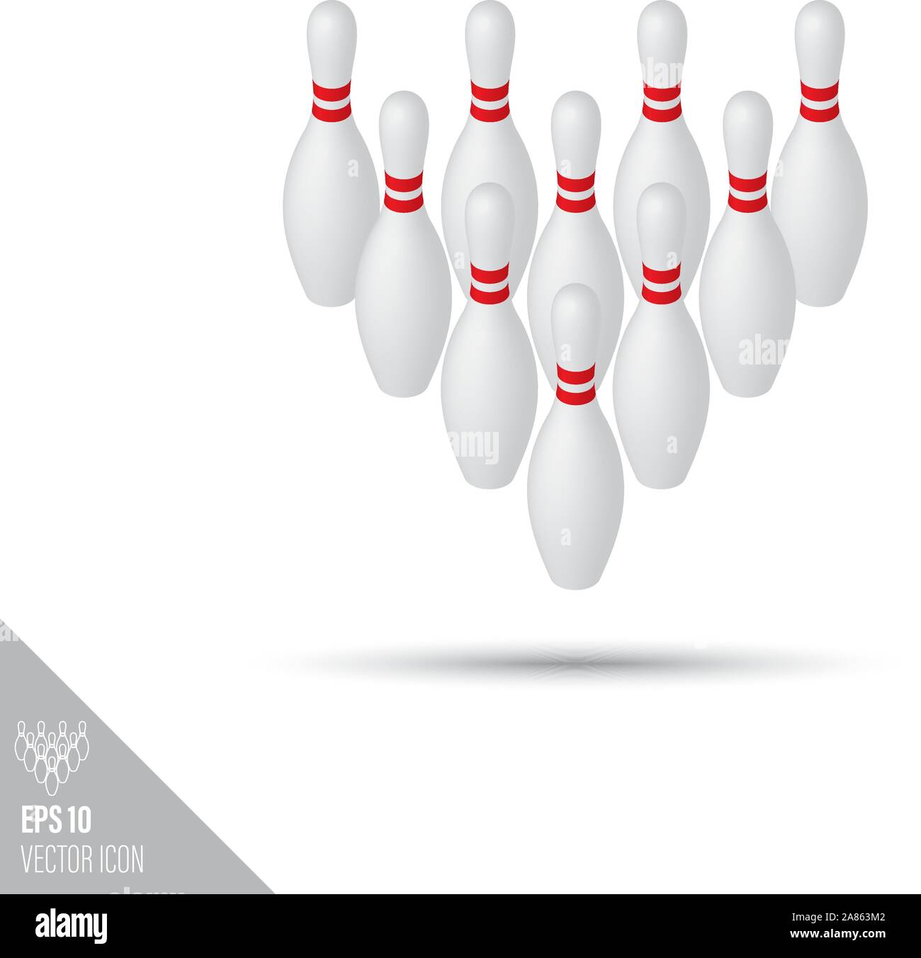 Smooth style bowling pins icon. Target sports equipment vector ...