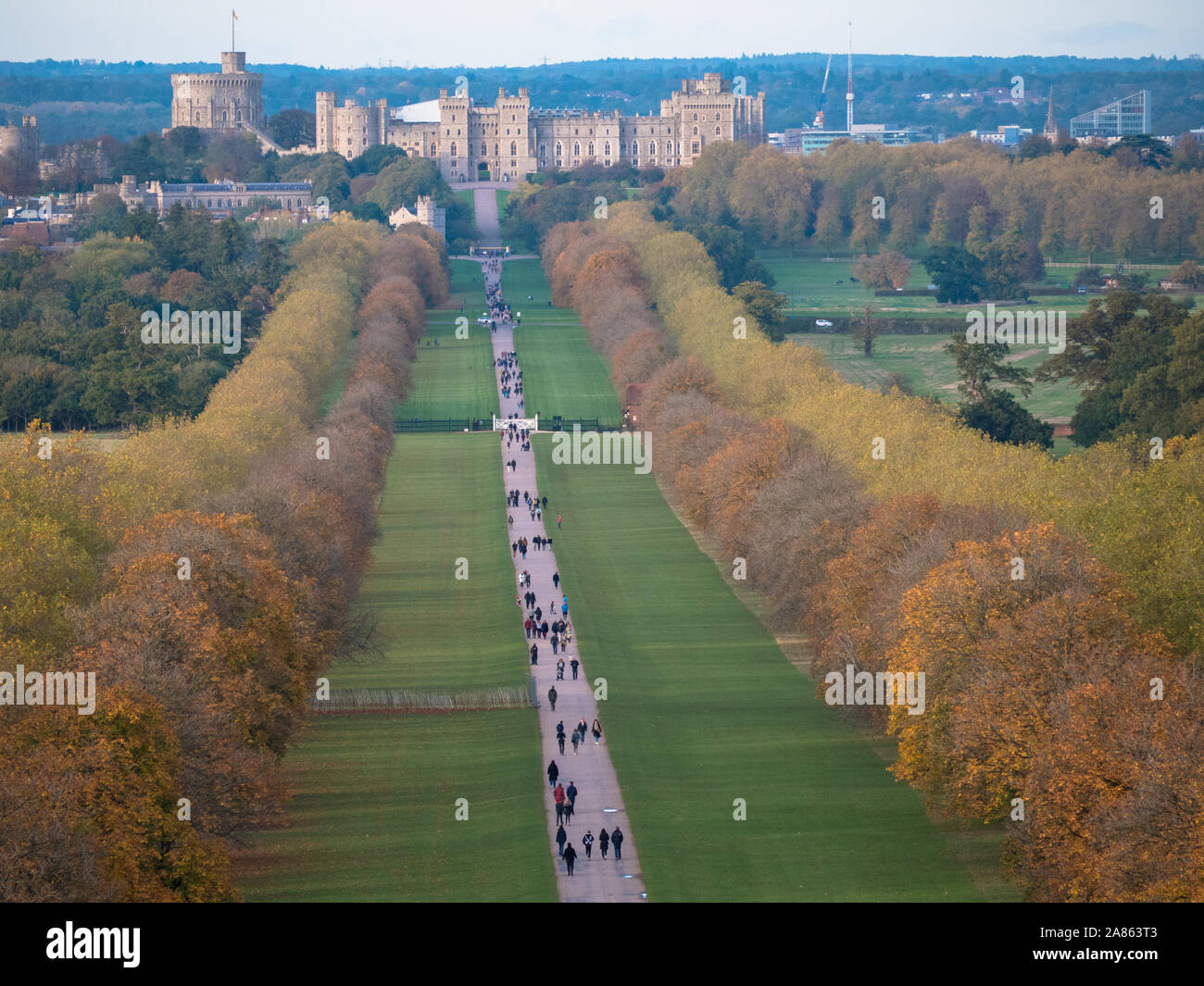 The Long Walk With Autumn Colures, Leading to Winsor Castle, Windsor ...