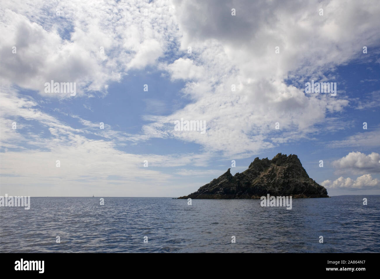 Passing inshore of Gull Rock, off Nare Head, Veryan, Cornwall, England ...