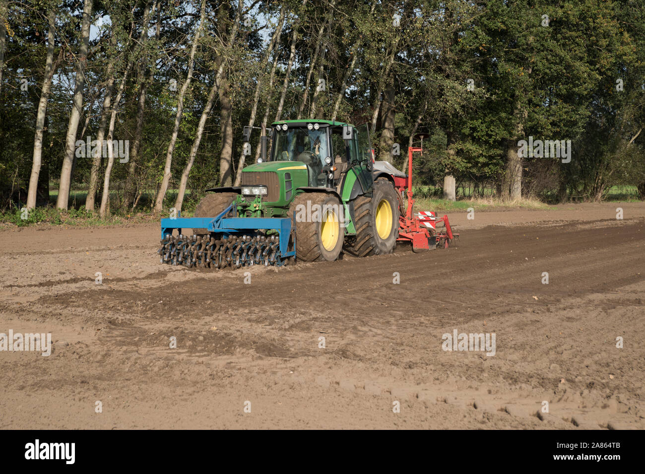 Guetersloh, Germany 10.14. 2019 Tractor with seed drill and Front ...