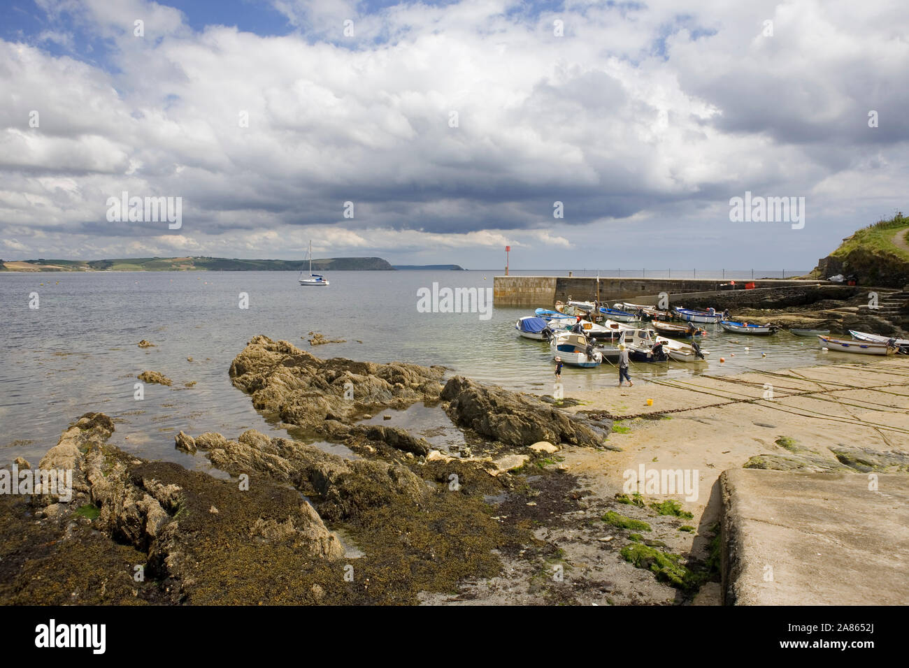 The tiny harbour at Portscatho, Gerrans Bay, Cornwall, England, UK ...