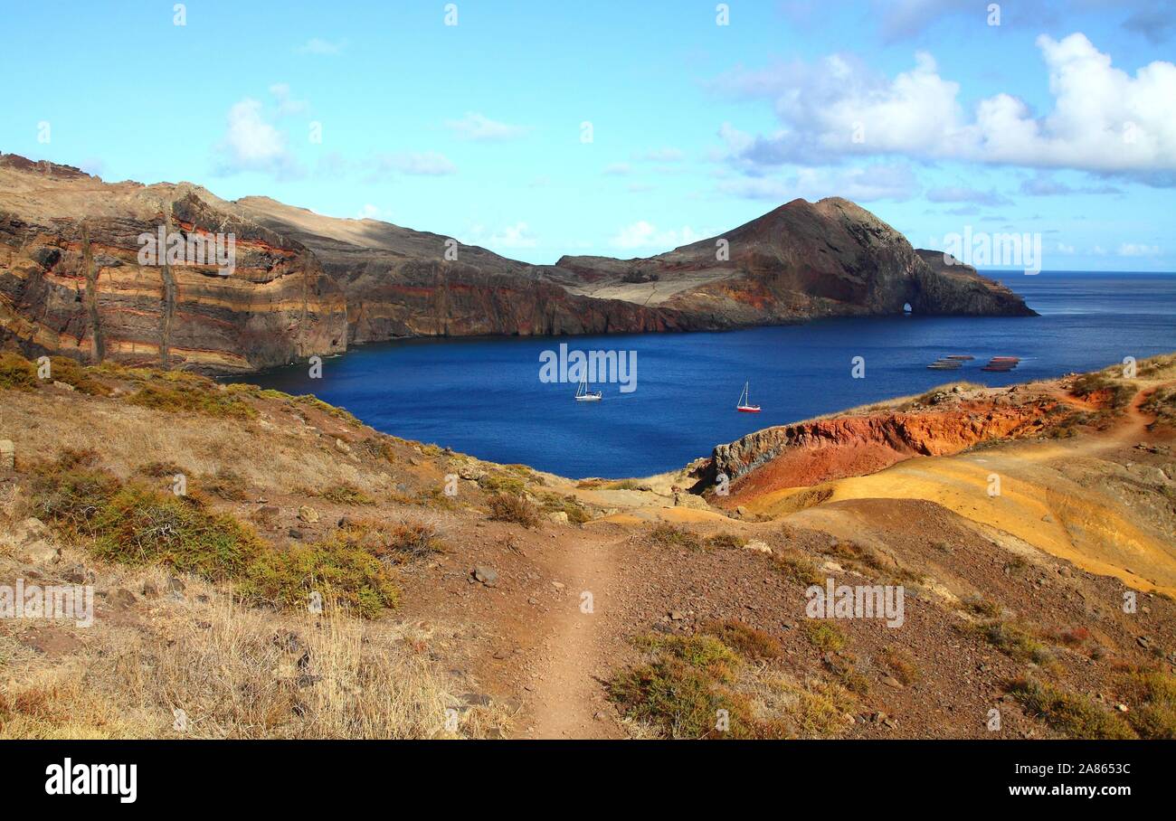 Beautiful blue bay in Madeira Island Stock Photo - Alamy